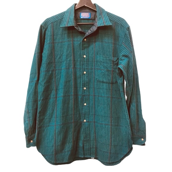 Pendleton | Shirts | Vintage 8s Pendleton Wool Button Down Shirt Mens L Made In Usa Green Blue ...